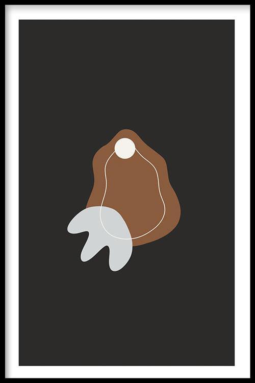 Abstracte poster Brown Shape online bestellen | Walljar.com