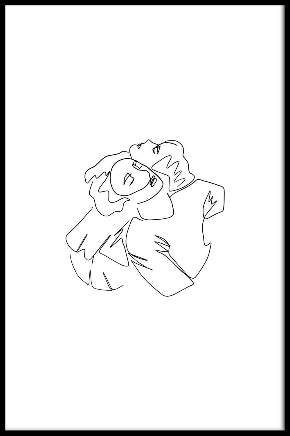 Back To Back line art poster kopen | Walljar.com