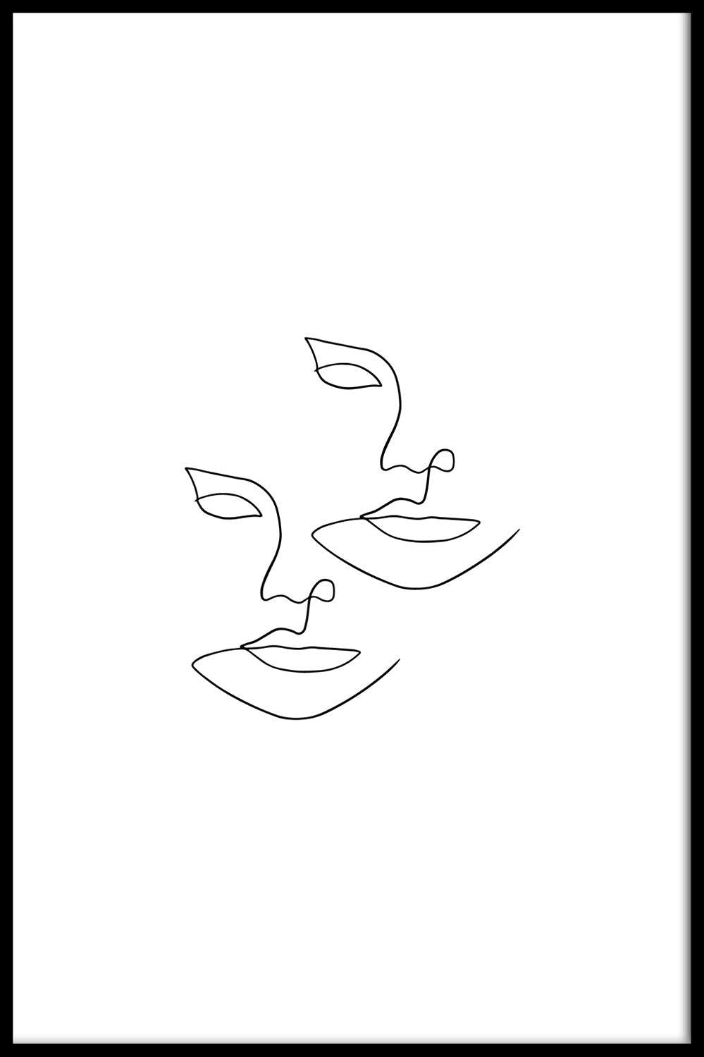 Buy One Line Faces line art poster | walljar.com