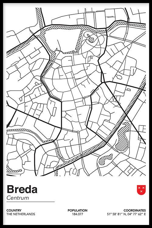 Breda poster of City Map Breda Center II order online