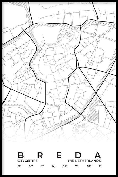 Breda poster of City Map Breda Centrum order online