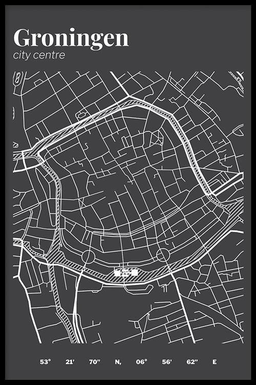 Groningen poster City map Groningen Center III order online