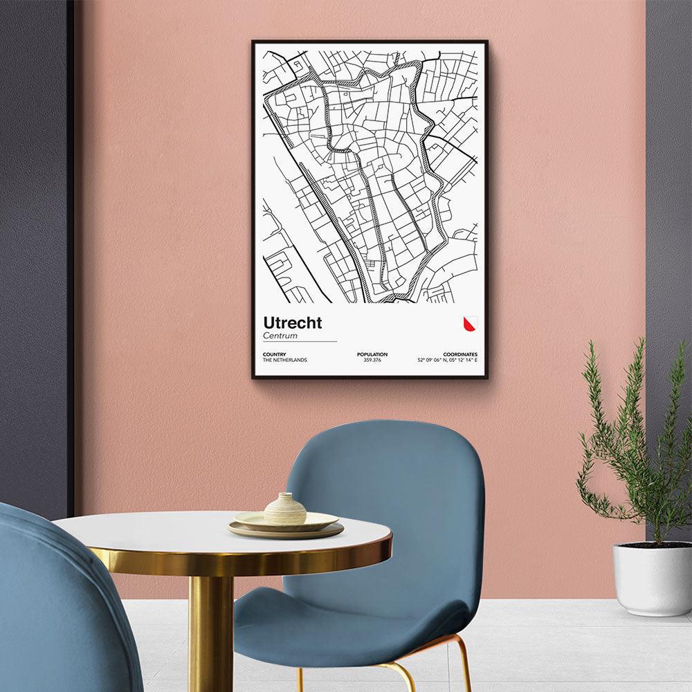 Posters Utrecht | Stadskaart Utrecht Centrum II | Walljar.com